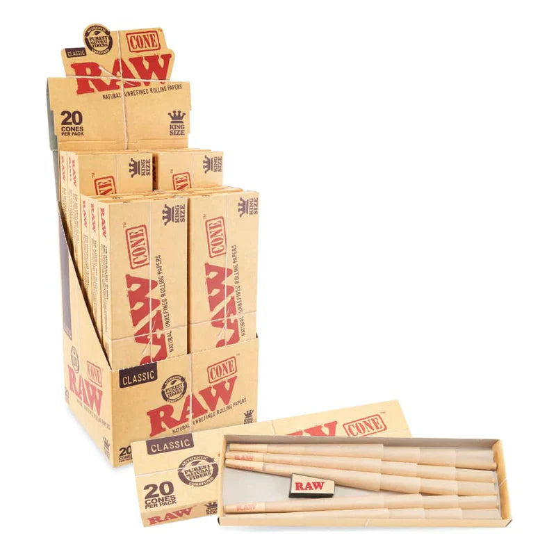RAW Classic King Size Cone 20-Pack | Natural Pre-Rolled Cones — Kush Cargo