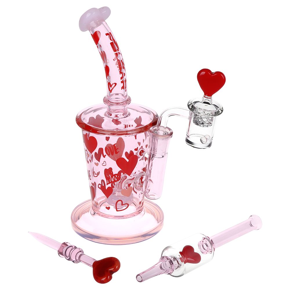 Pulsar Valentine's Love Hearts Glass Dab Rig Set – 8.5" Romantic Glass ...