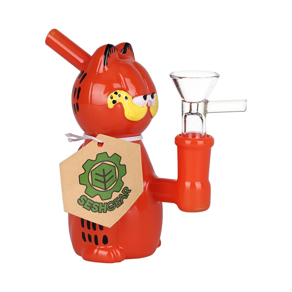 SeshGear Lasagna Lovin' Cat Glass Water Pipe - 4.5" / 14mm F — Kush Cargo