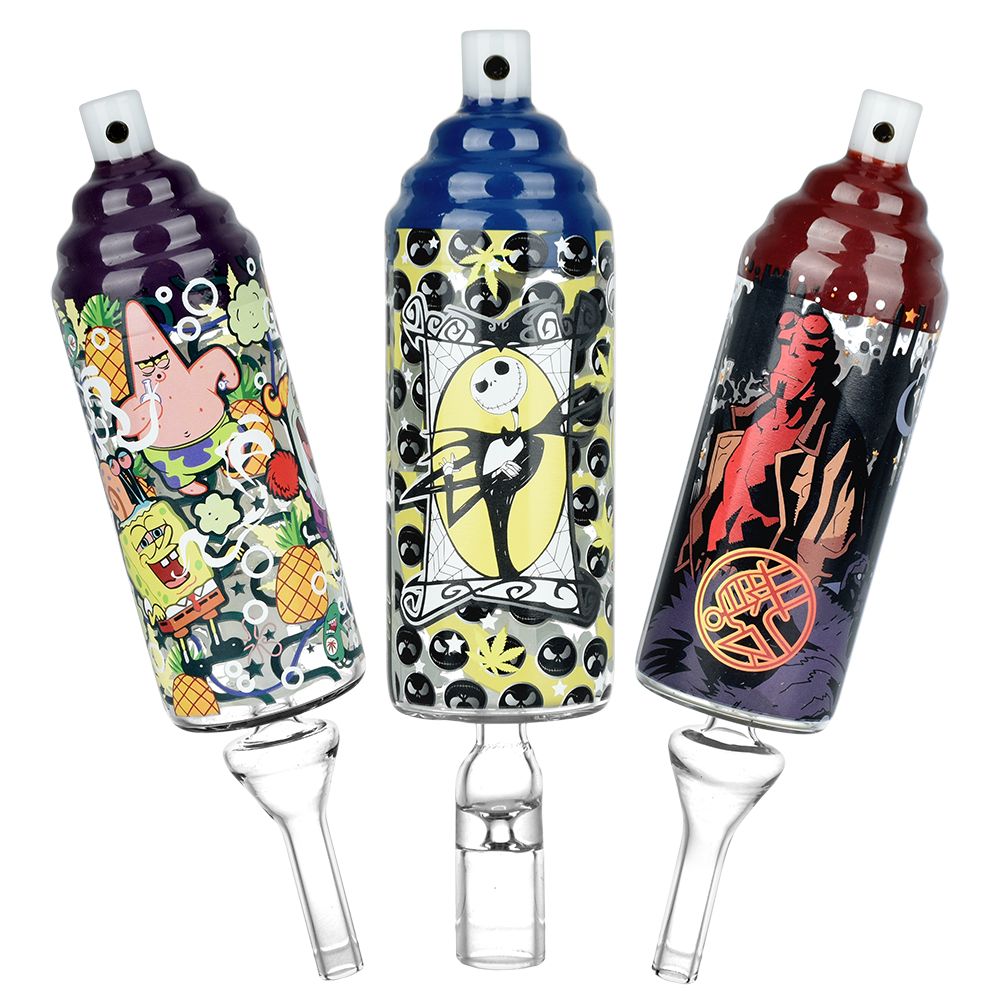 Dabtized Spray Paint Puffs Bubbler - 6.75" Dual-Use Pipe with Cartoon ...