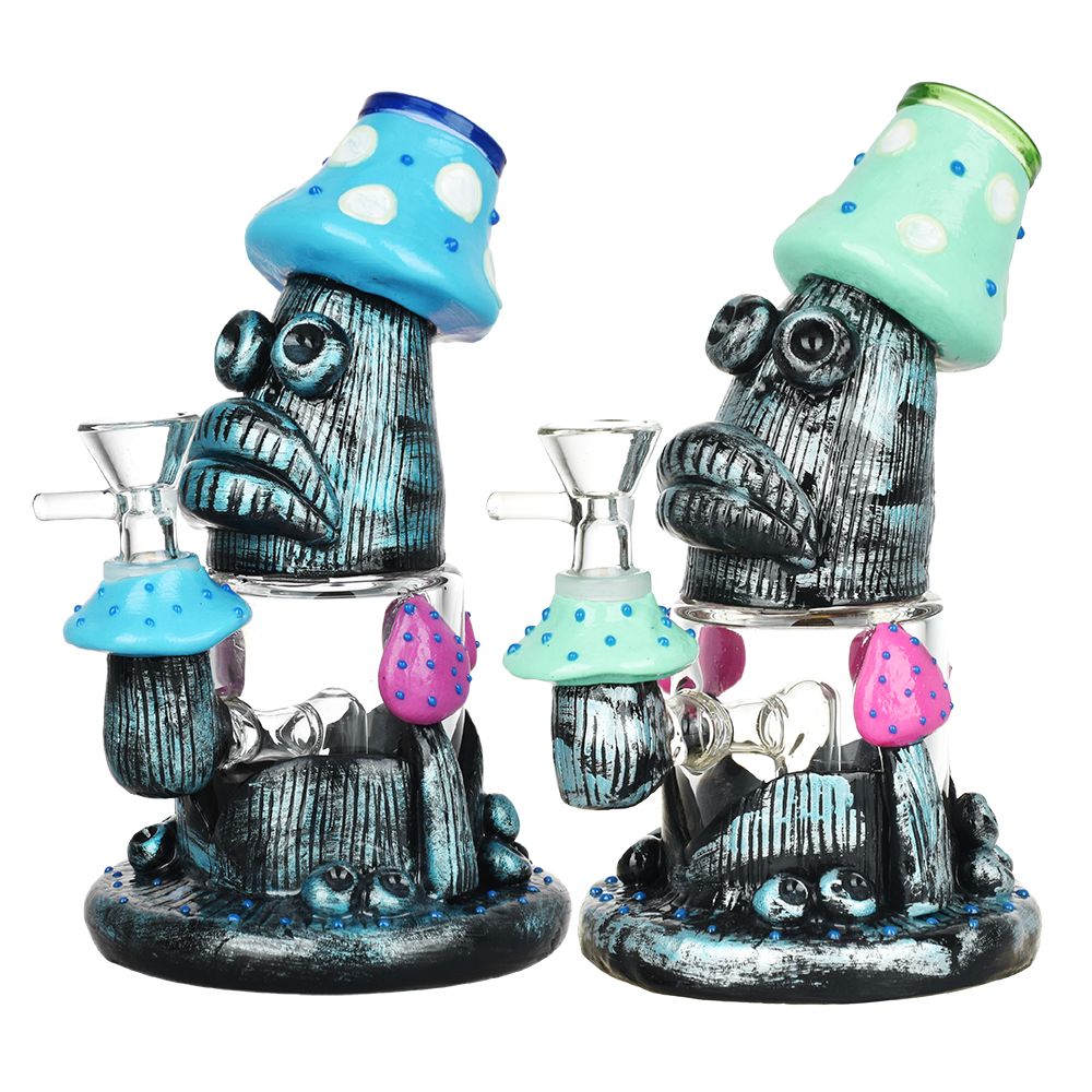 Glow-in-the-Dark Fungus Water Pipe 7" | Enamel Glass Rig with Diffuser ...