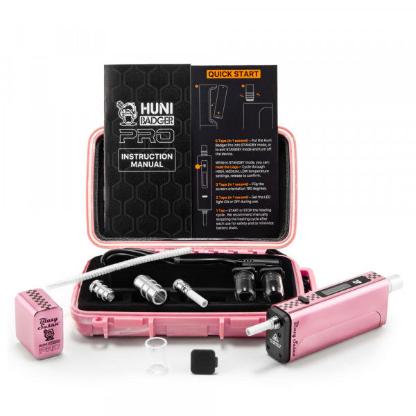 Huni Badger Pro X Blazy Susan Pink – Portable Dabbing Power | Kush Cargo