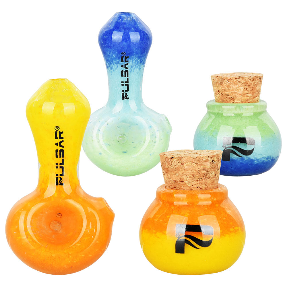Puff & Stash Glass Spoon Pipe With Storage Stash Jar — Kush Cargo