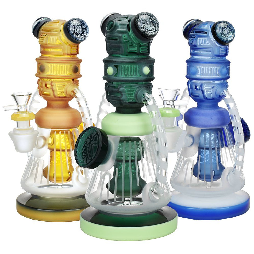 Robot Bee Etched Recycler 9.5" Dab Rig | Novelty Water Pipes — Kush Cargo