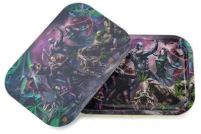 3D Holographic Rolling Tray With Lid - Heroes and Villians | KushCargo ...