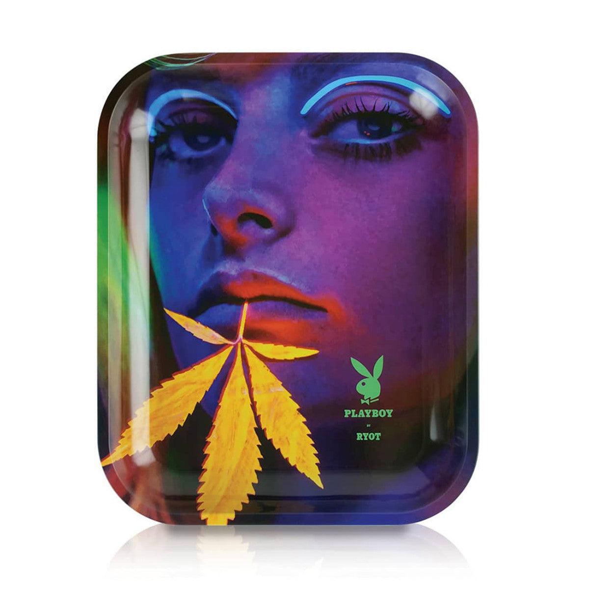 Playboy x RYOT Metal Rolling Tray | Leaf Print | KushCargo.com — Kush Cargo